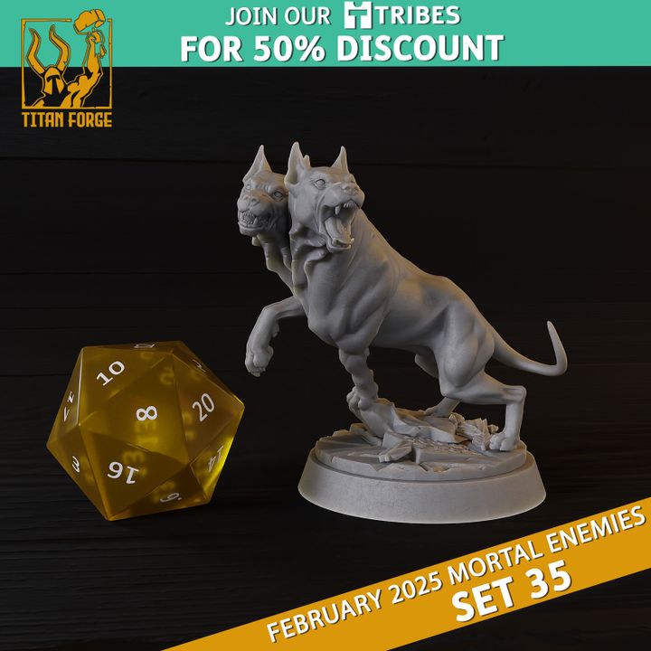 3D Printable Death Dogs - Monsters DnD 5e - Mortal Enemies Set 35 by Titan Forge Miniatures